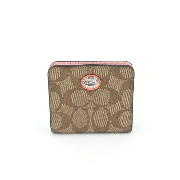 Coach | Bags | Coach Peyton Signature Khaki Small Bifold Wallet | Poshmark